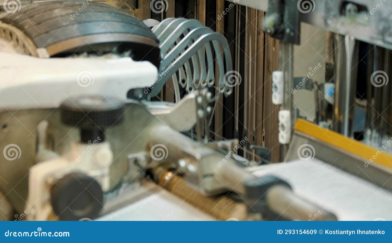 Weaving Looms. Weaving Factory. Textile Industry. Close-up. Automated ...