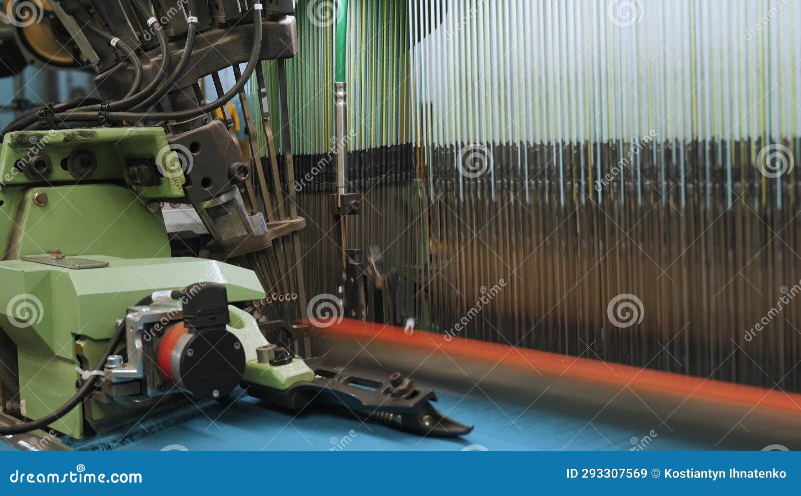 Weaving Looms. Weaving Factory. Textile Industry. Close-up. Automated ...