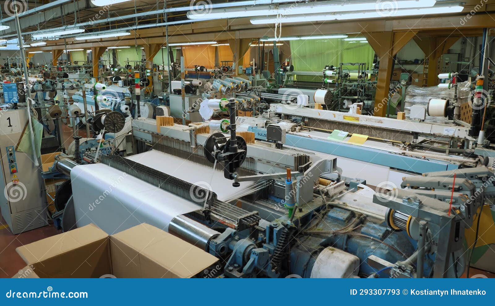 Weaving Looms. Textile Industry. Weaving Factory. Automated Weaving ...