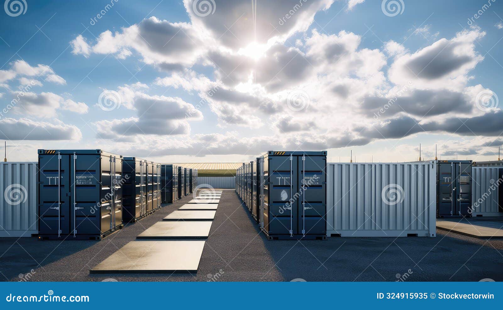 Facility Battery Storage and Solar Stock Illustration - Illustration of ...