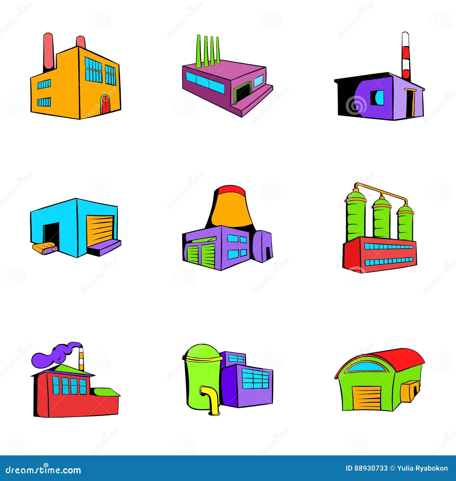Facility Icons Set, Cartoon Style Stock Vector - Illustration of ...