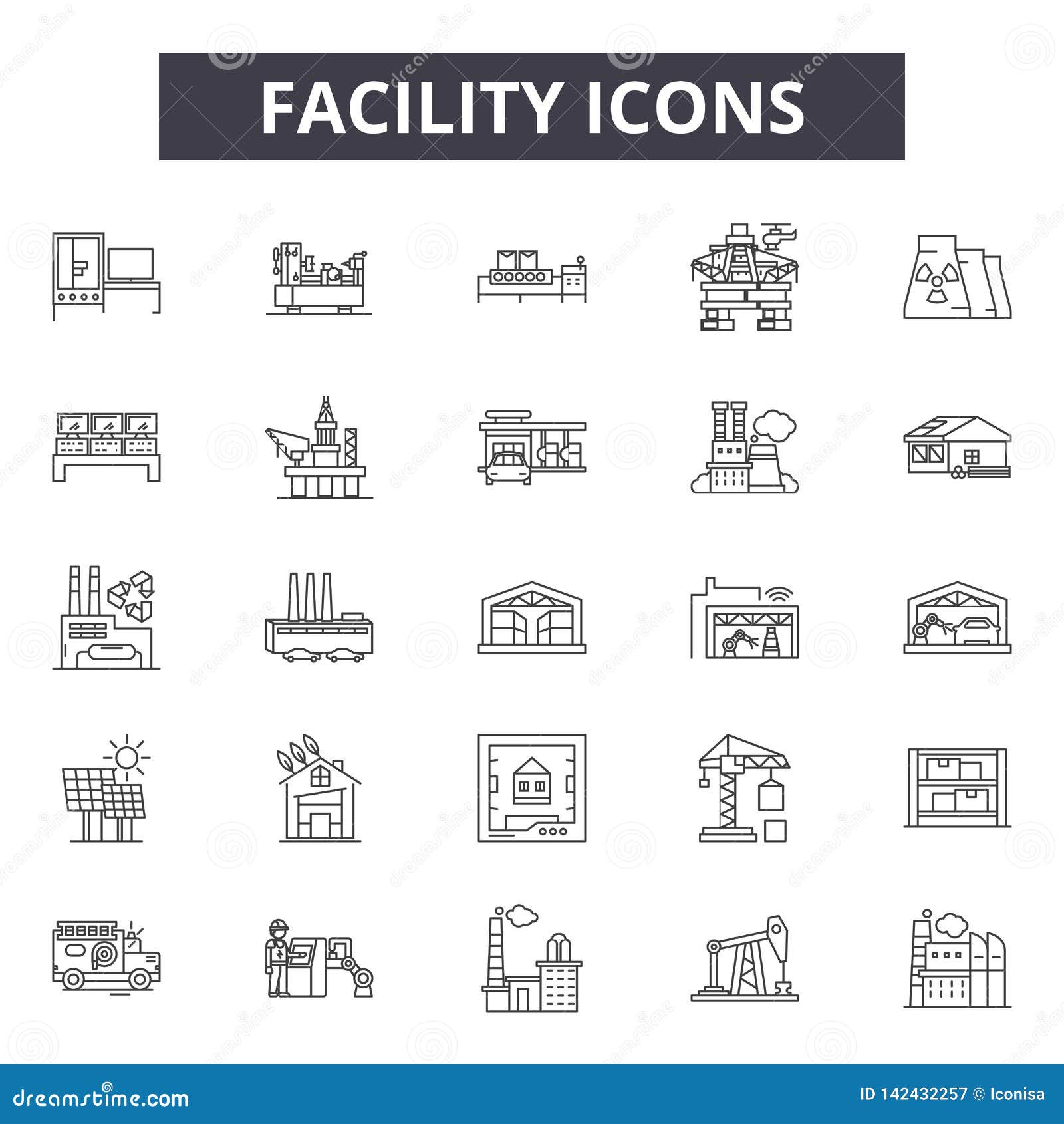 Facility Line Icons for Web and Mobile Design. Editable Stroke Signs ...