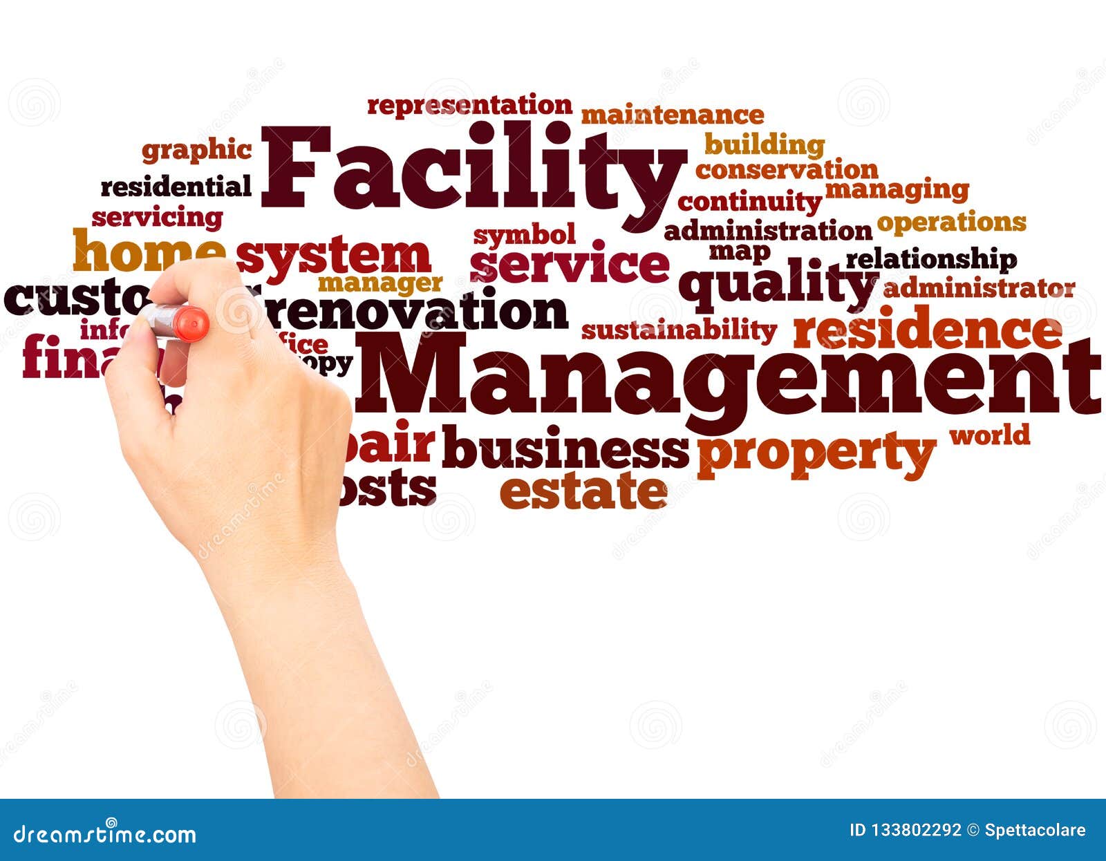 Facility Management Word Cloud Hand Writing Concept Stock Illustration ...