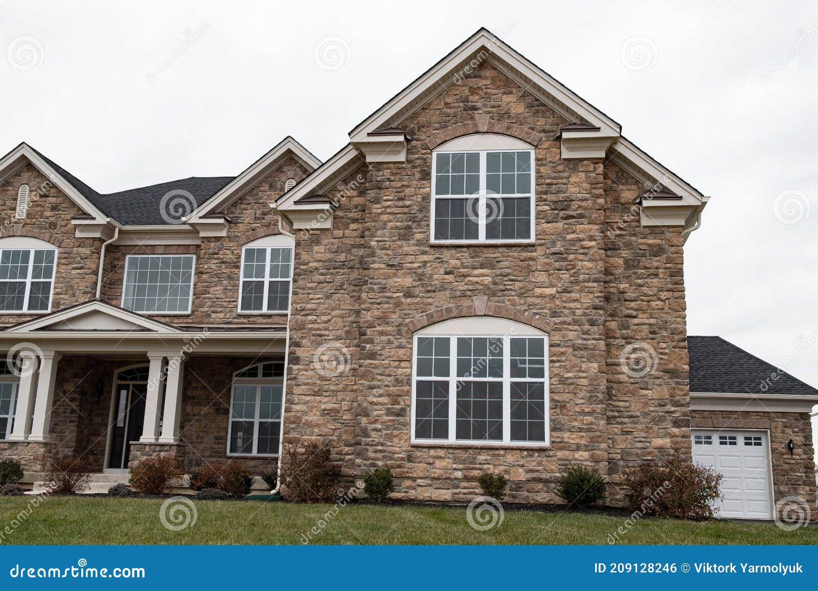 Facing the Fasade of the House with Stone Stock Photo - Image of ...