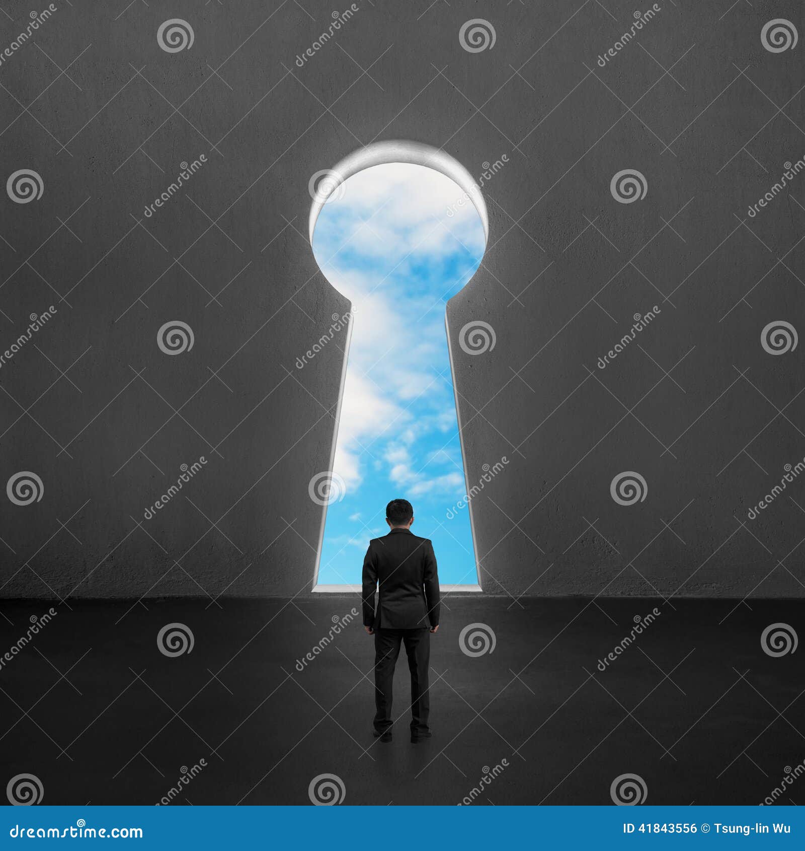 Facing Key Shape Door on Concrete Wall Stock Photo - Image of gray ...