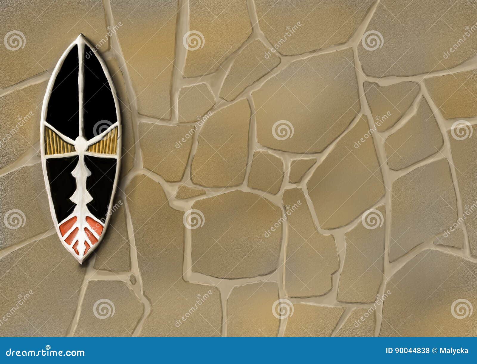 Facing Stone and African Mask Stock Illustration - Illustration of ...