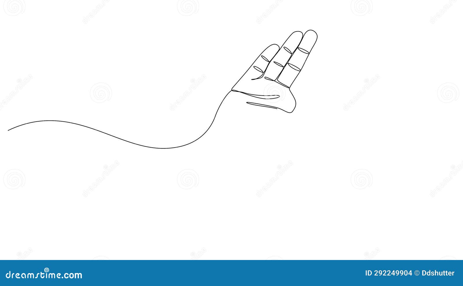 Facing Up Human Hand Continuous One Line Drawing. Self Drawing ...