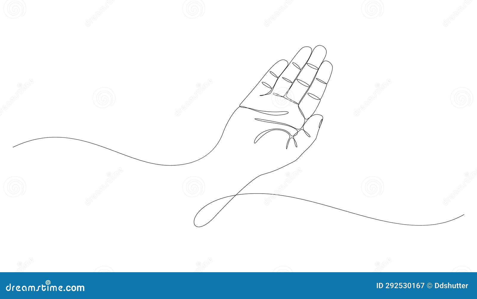 Facing Up Human Hand Continuous One Line Drawing. Vector Illustration ...
