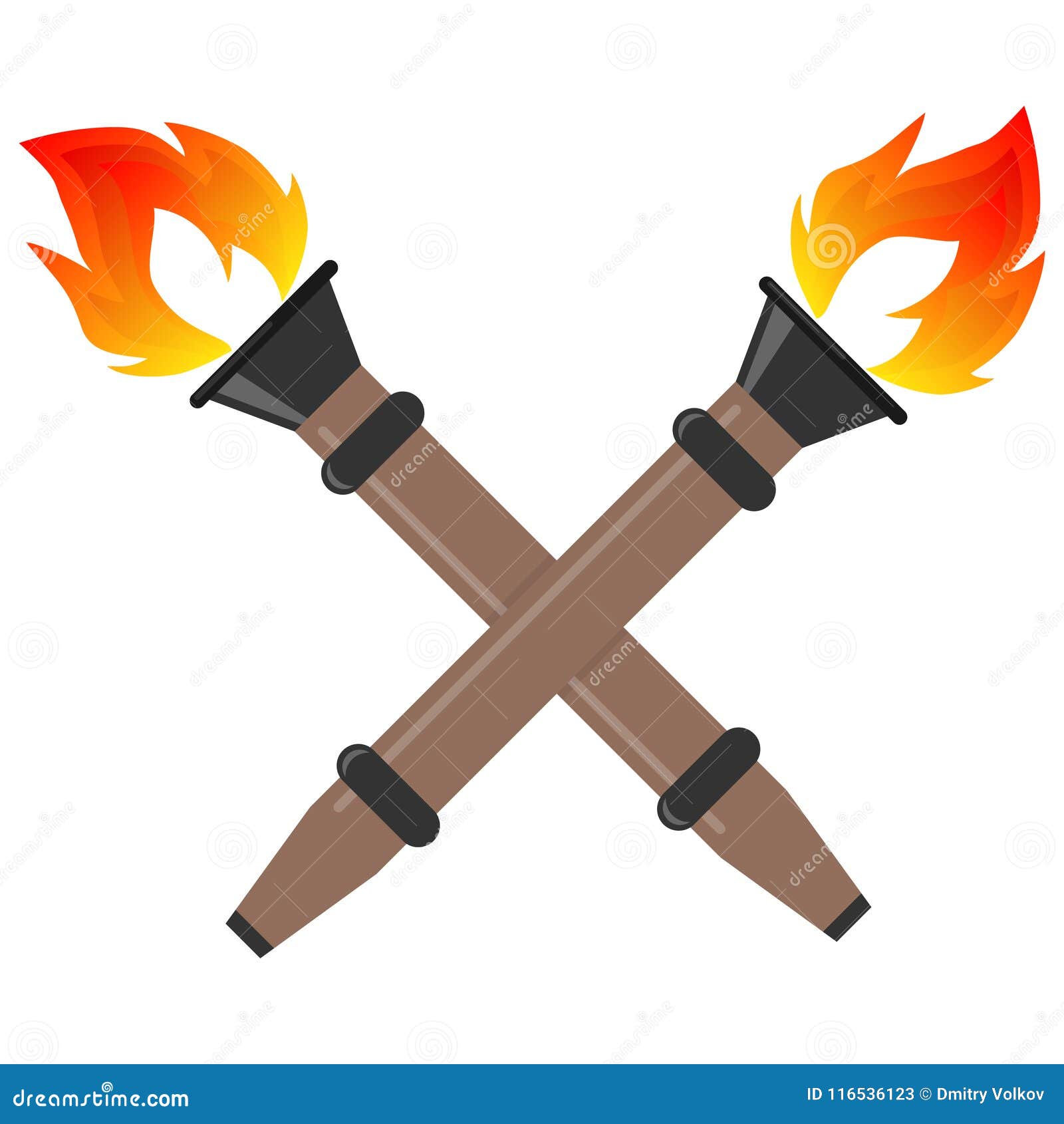 Fackel, Realistische Fackeln Mit Feuer Zwei Fackeln Stock Abbildung ...