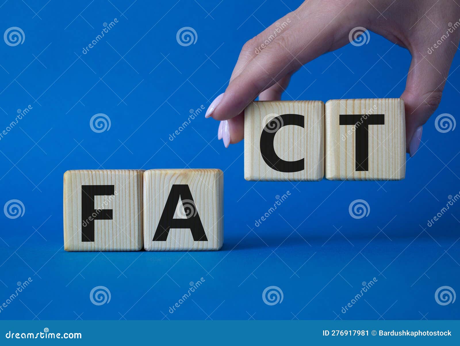 Fact Symbol Concept Word Fact On Wooden Cubes Businessman Hand
