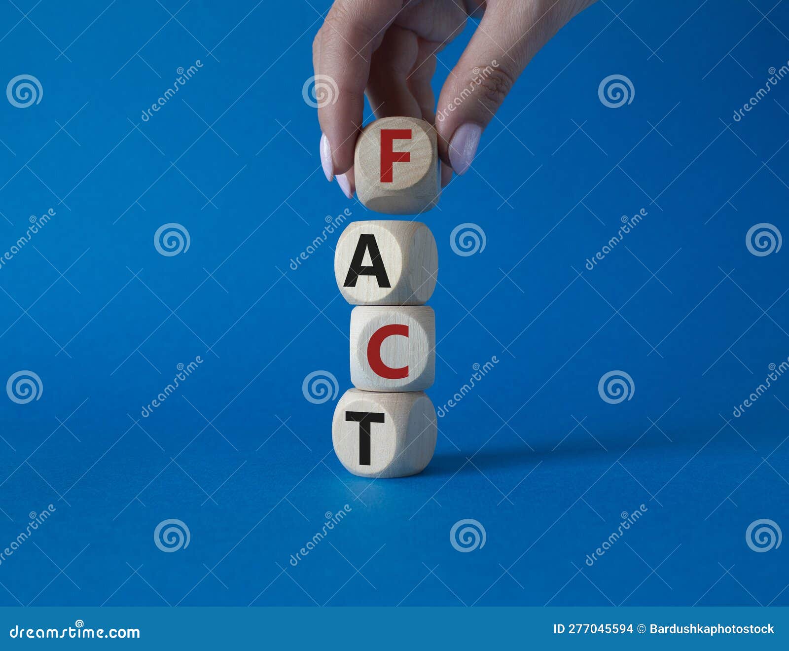 Fact Symbol Concept Word Fact On Wooden Cubes Businessman Hand