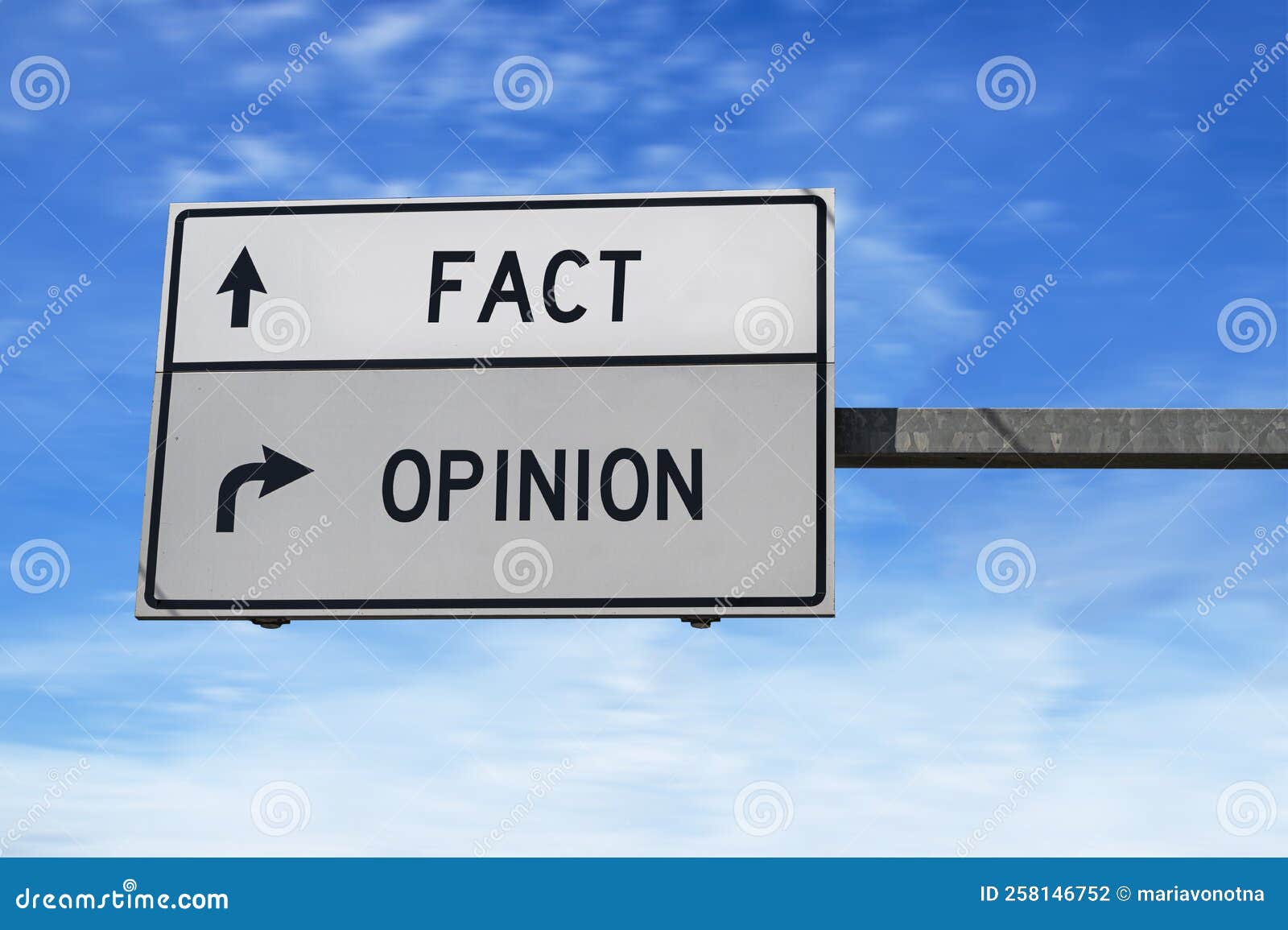 Fact Versus Opinion Road Sign Stock Photo - Image of choosing ...