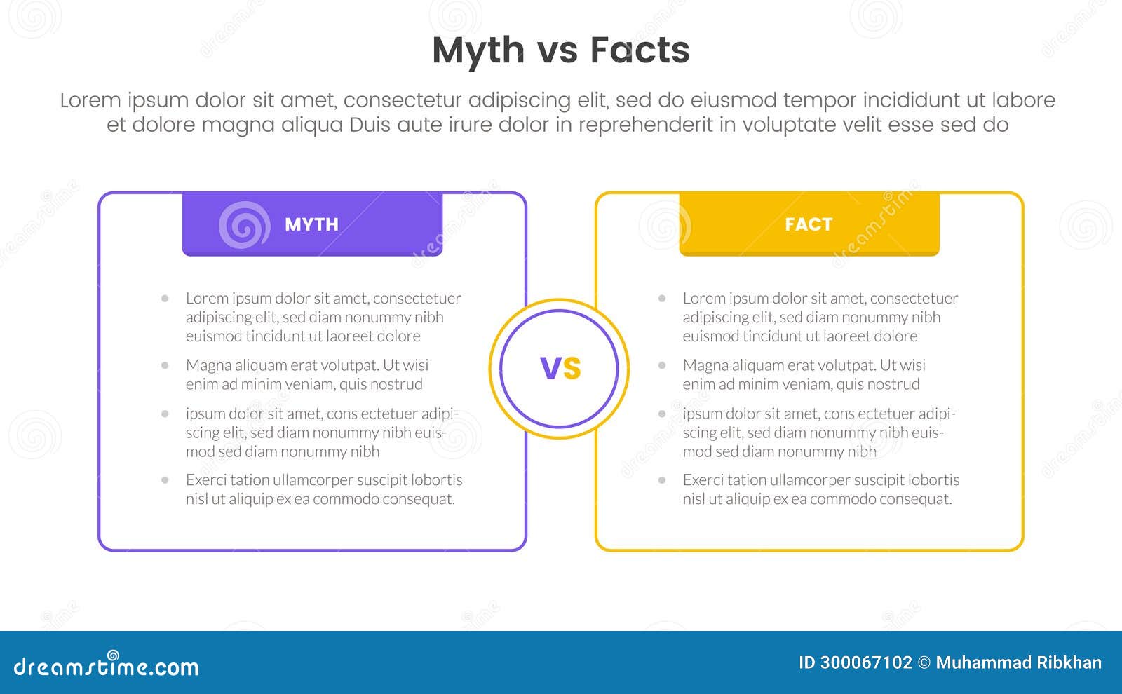Fact Vs Myth Comparison or Versus Concept for Infographic Template ...