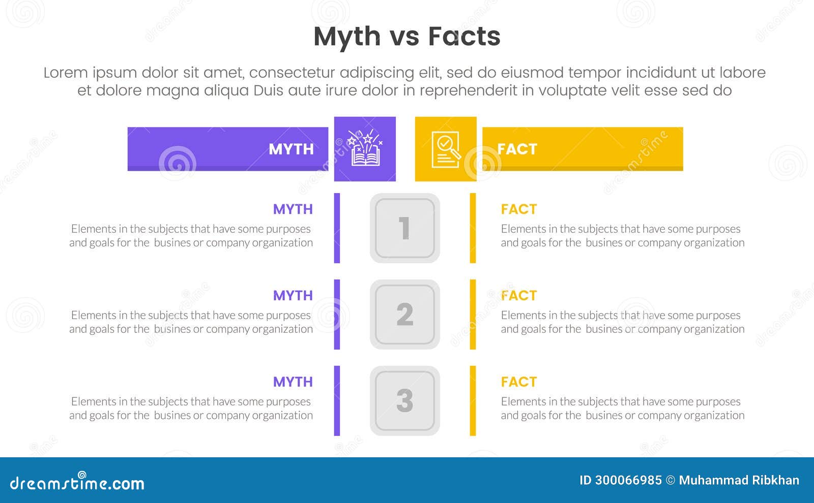 Fact Vs Myth Comparison or Versus Concept for Infographic Template ...
