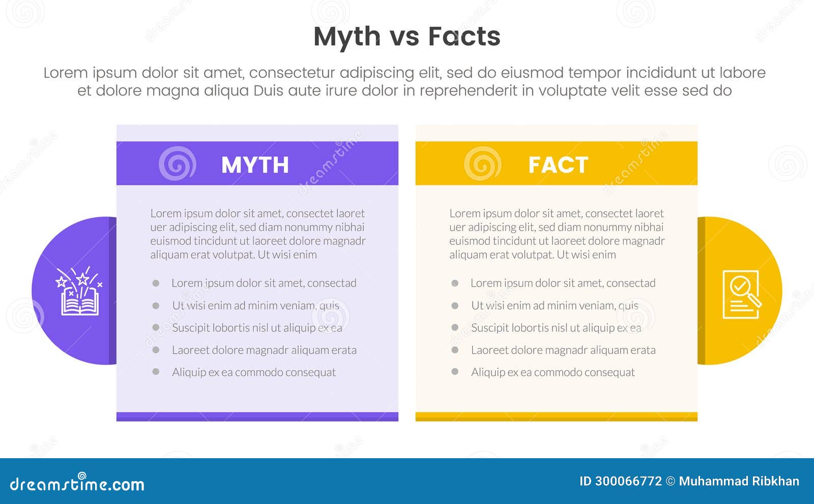Fact Vs Myth Comparison or Versus Concept for Infographic Template ...