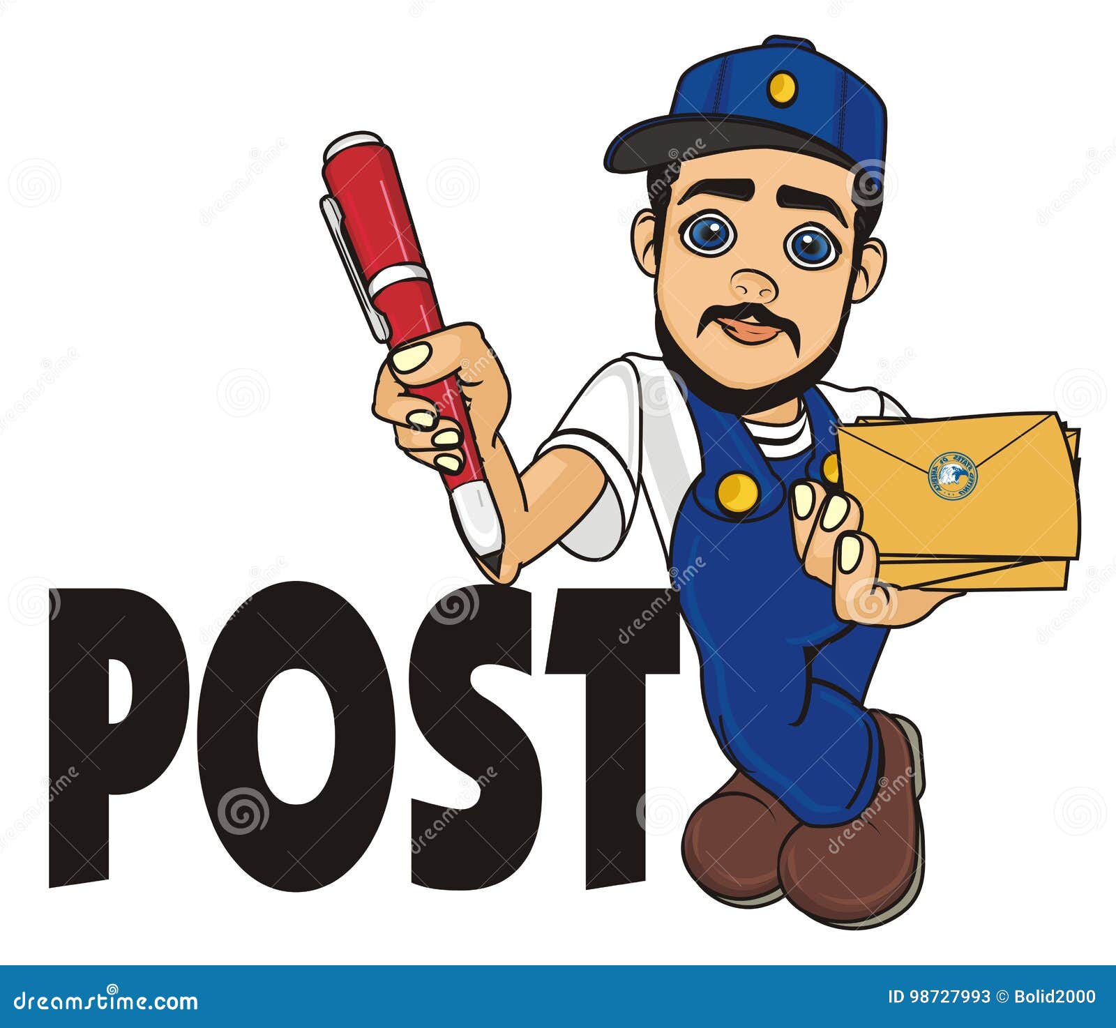 Facteur avec le mot illustration stock. Illustration of papier - 98727993