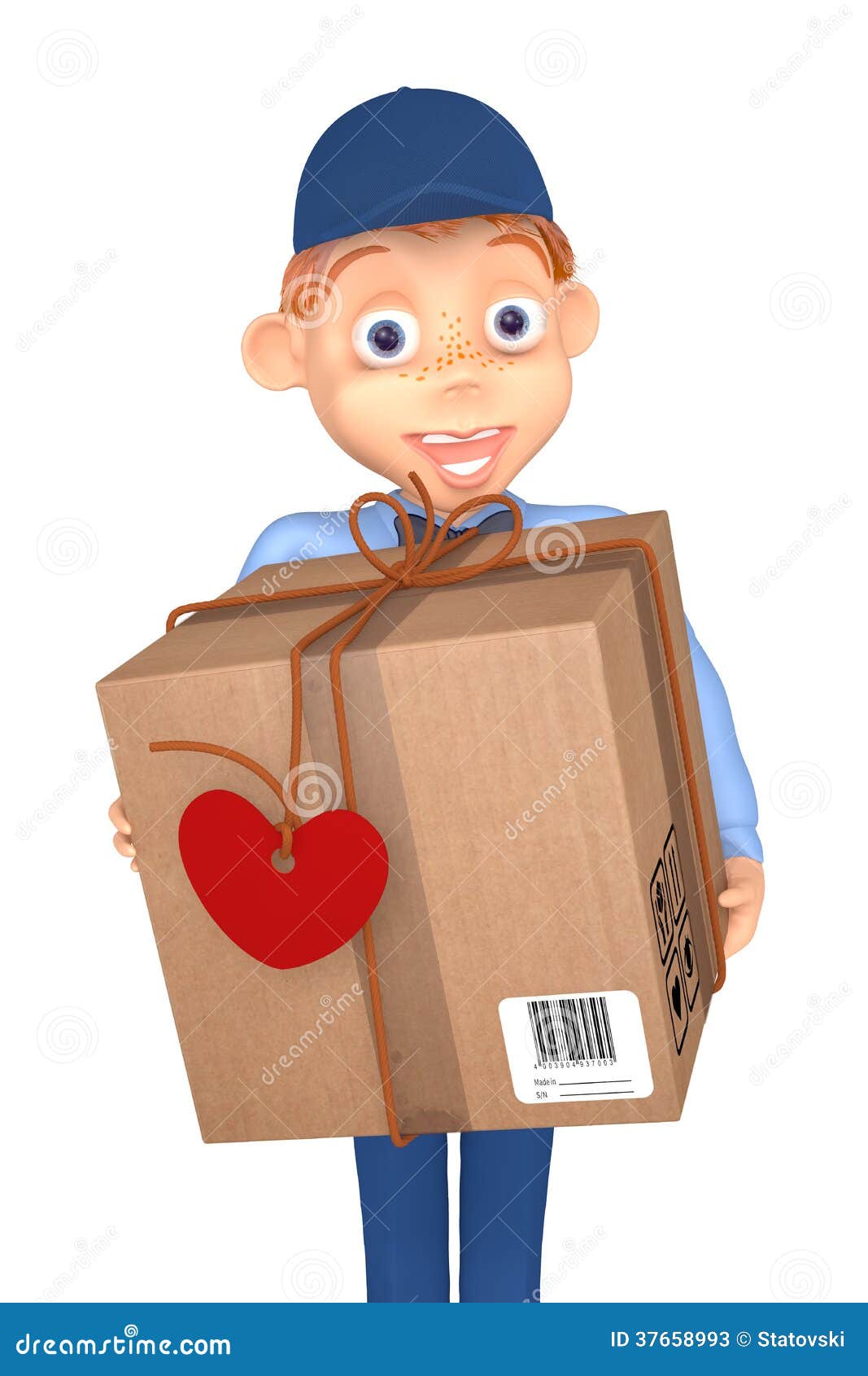 Facteur Avec Un Colis Postal Illustration Stock - Illustration du ...