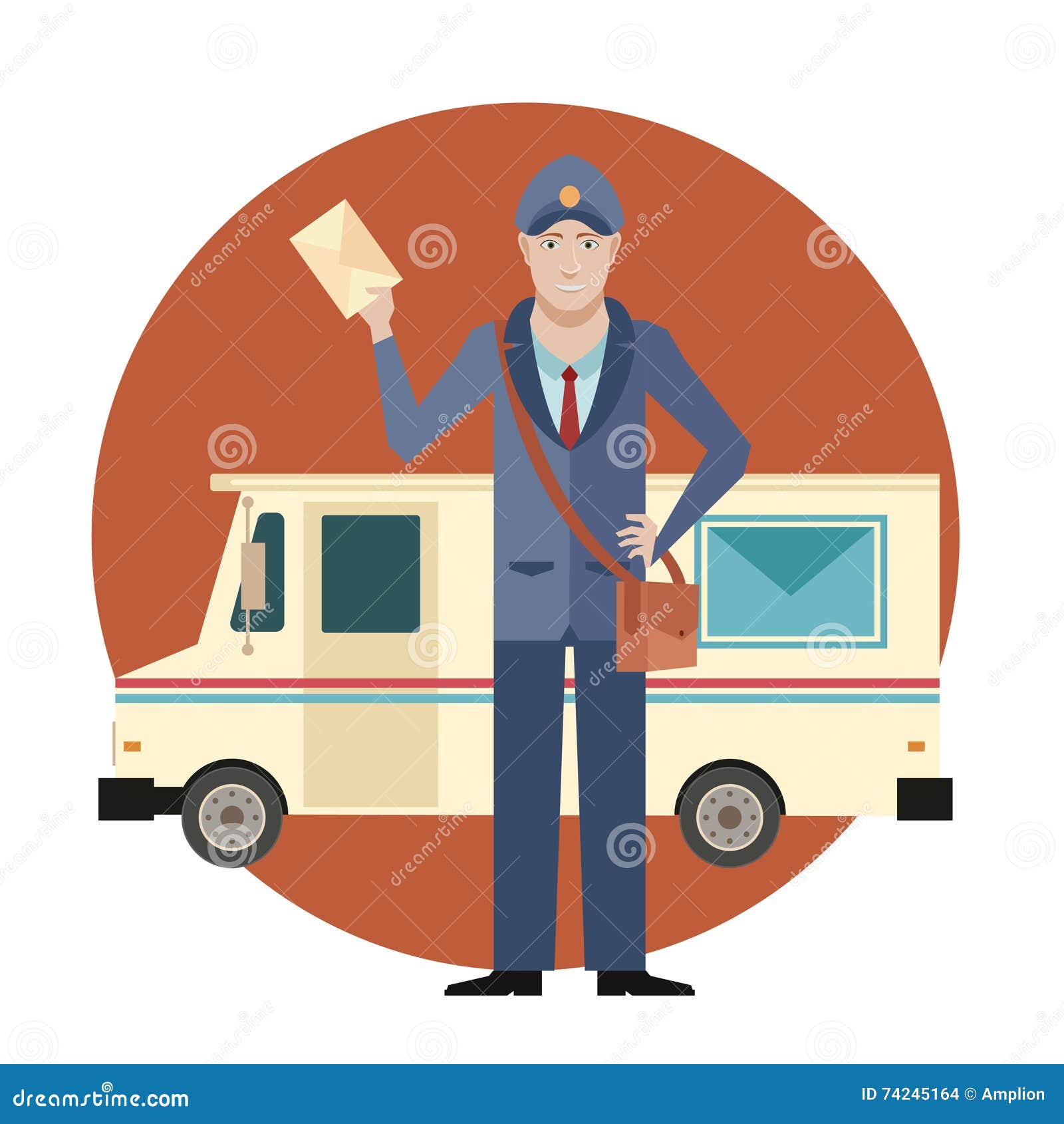 Facteur et sa voiture illustration de vecteur. Illustration du ...