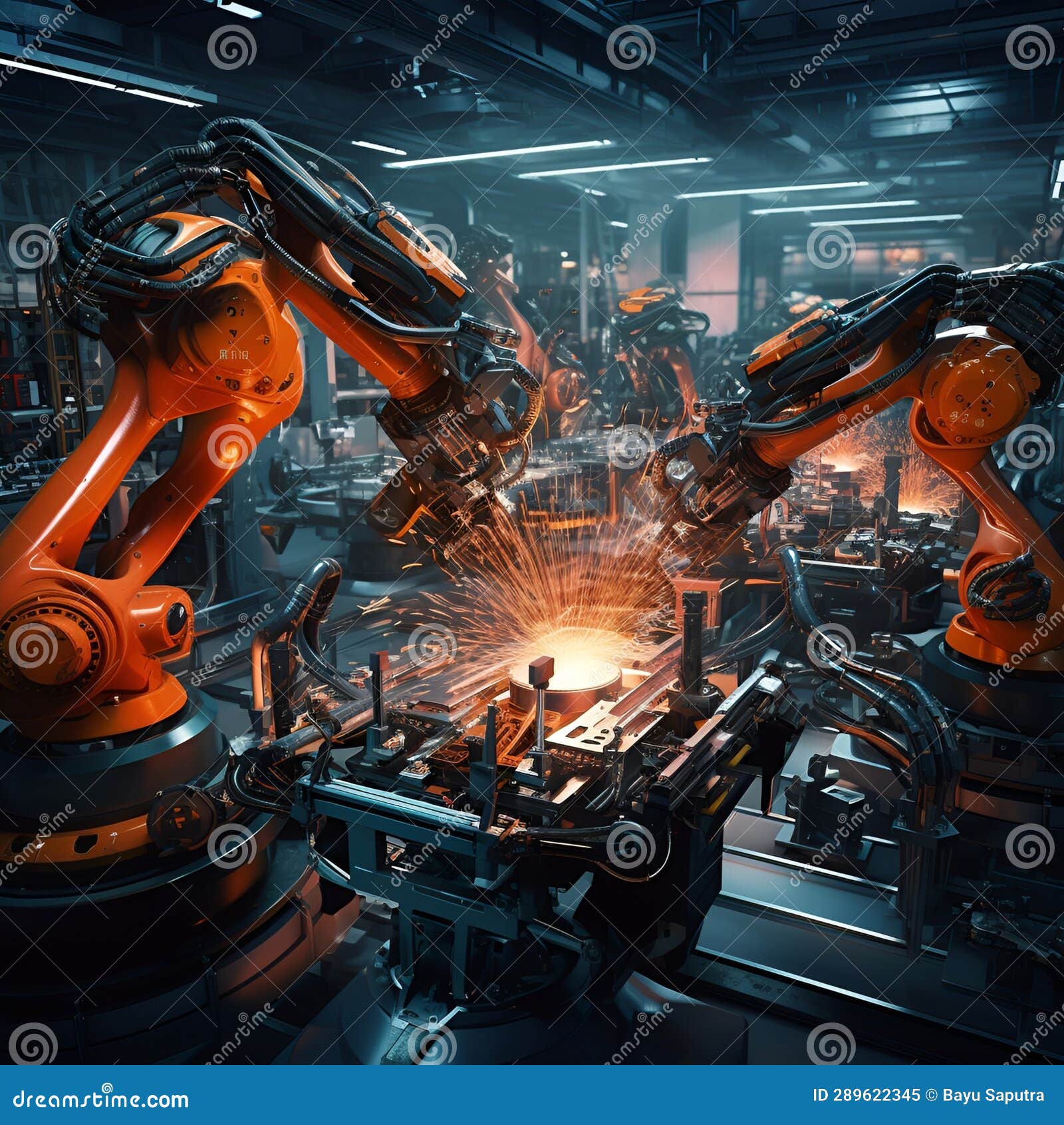 Factories that Use Robotic Power, AI Generative Stock Illustration ...