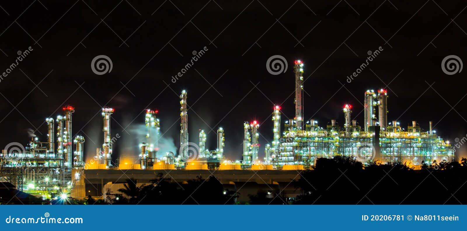 Factories are Working at Night. Stock Image - Image of pollution ...