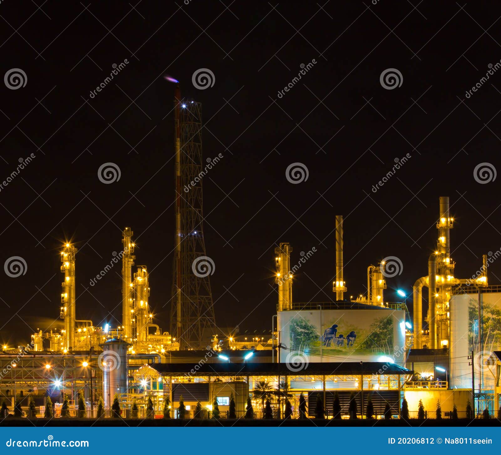 Factories are Working at Night. Stock Photo - Image of twilight, heavy ...