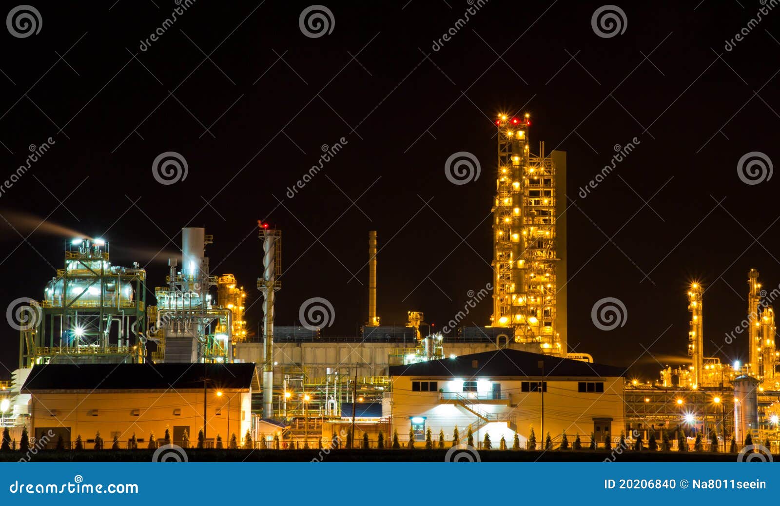 Factories are Working at Night. Stock Photo - Image of night, building ...