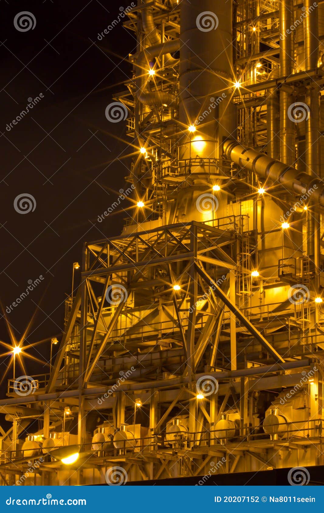 Factories are Working at Night. Stock Photo - Image of steel ...