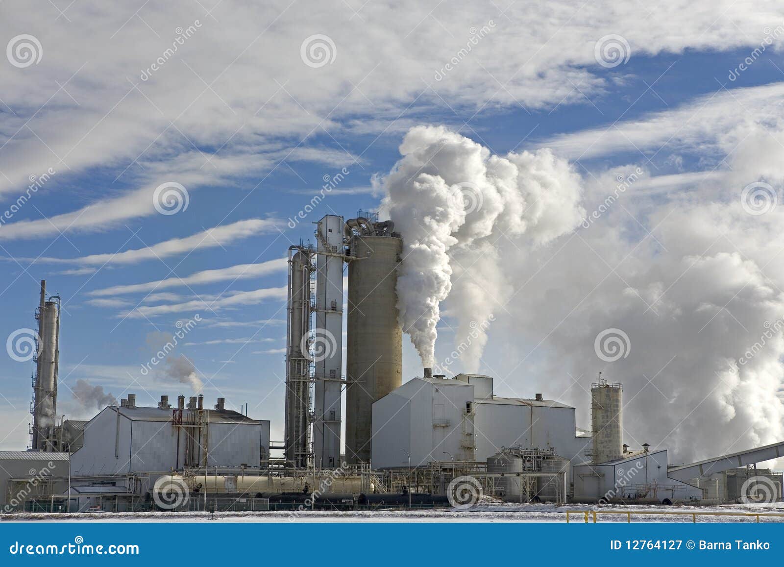 Factory stock image. Image of blue, white, manufacturing - 12764127
