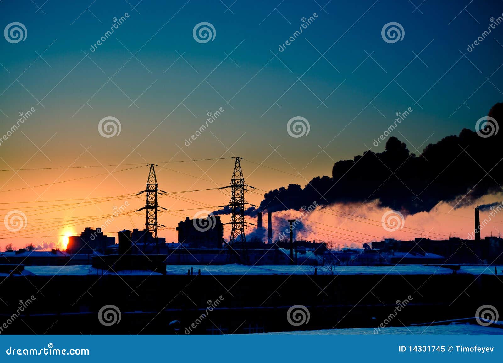 Factory stock image. Image of sunset, smoke, factory - 14301745