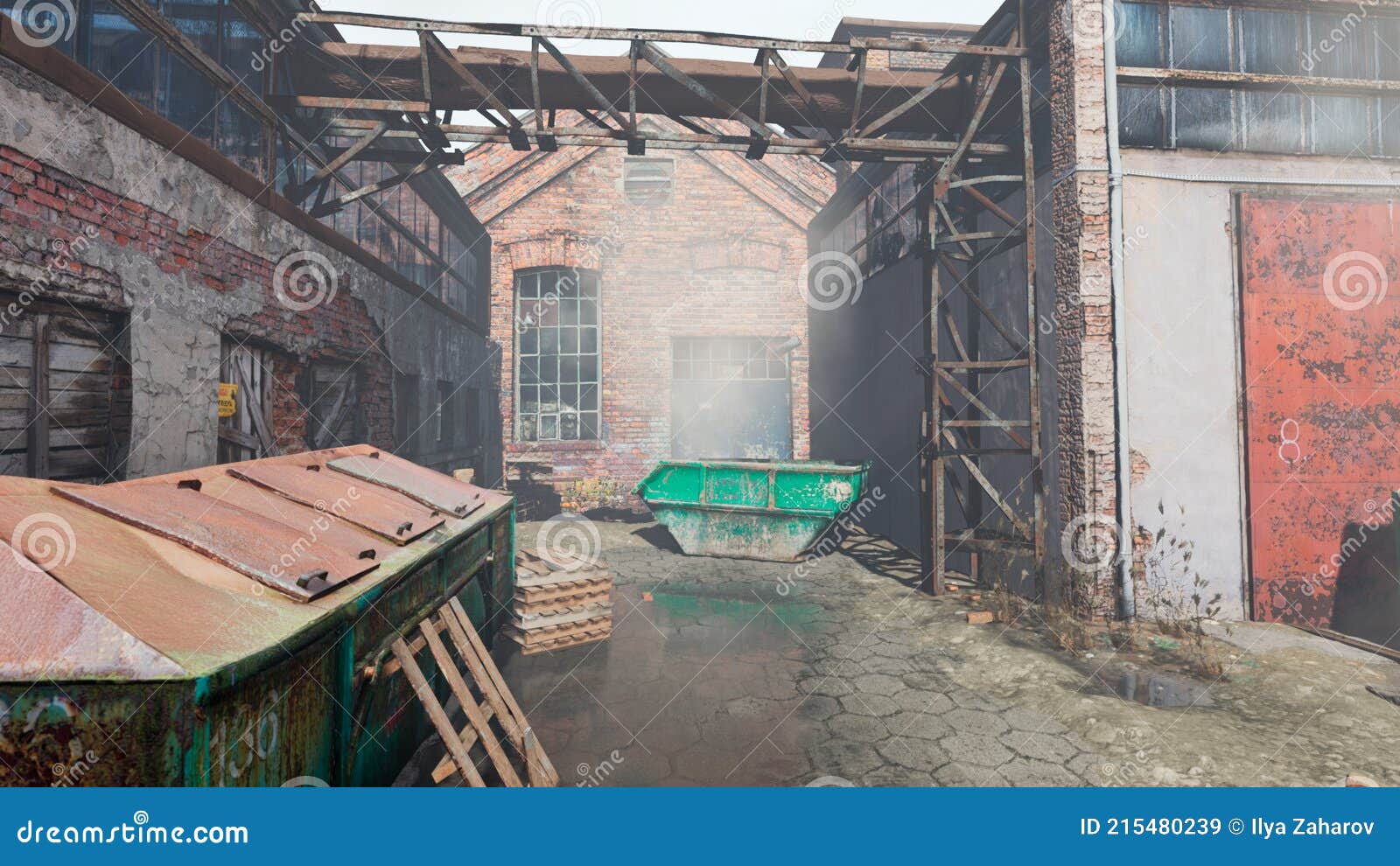 The Factory Is Abandoned, A Mess, Broken Machines, Casings. Stock ...
