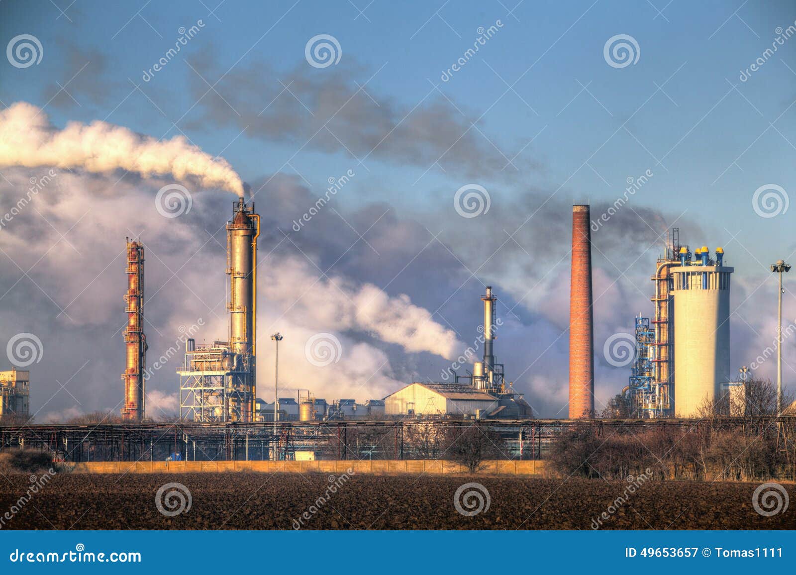 Factory with air pollution stock image. Image of smog - 49653657