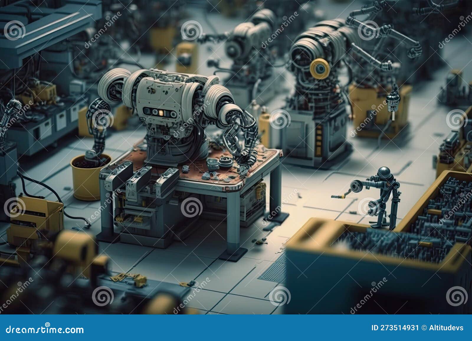 A Factory, with Androids Being Built on Assembly Lines Stock ...