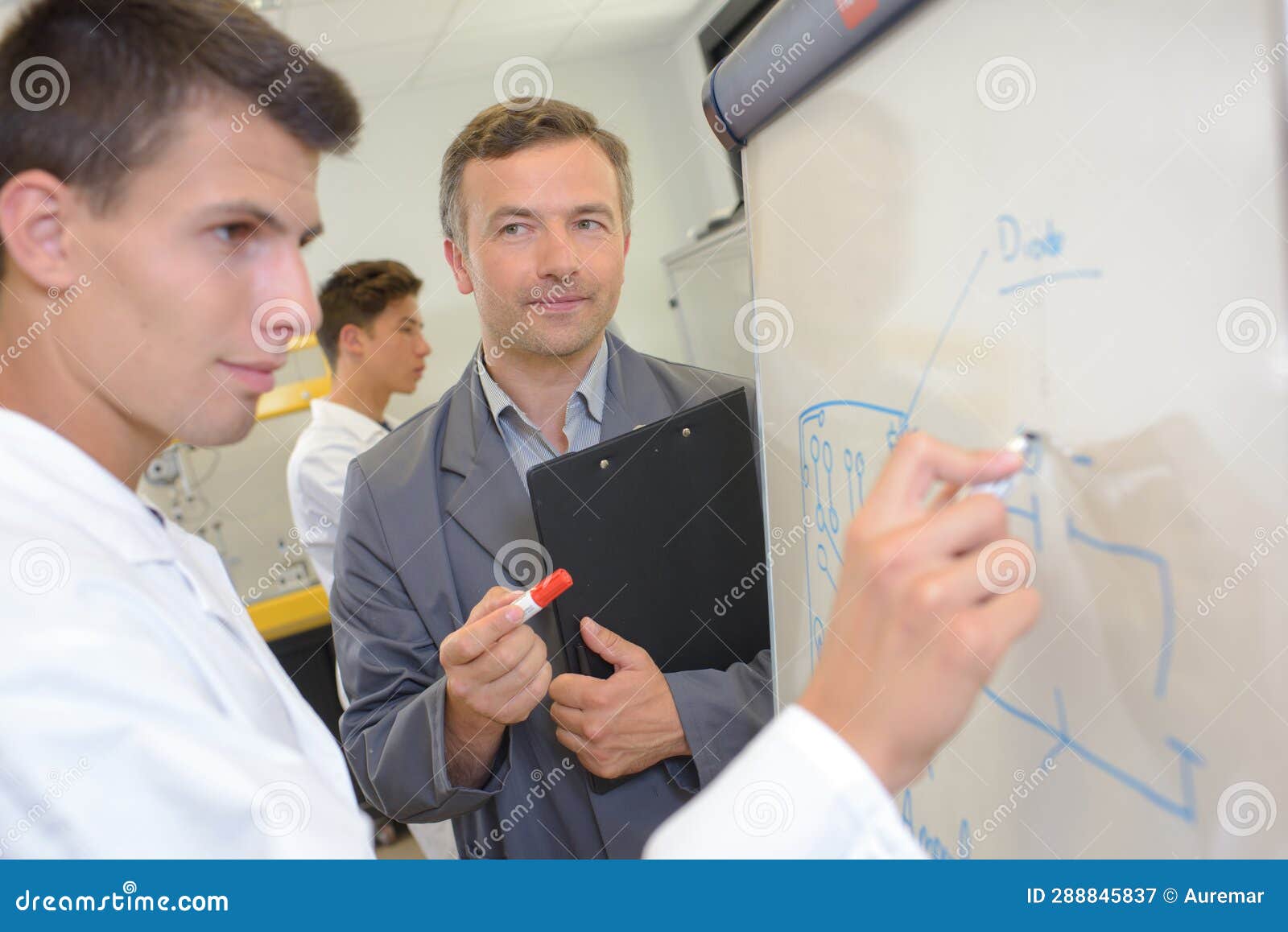Factory Apprentice Drawing Diagram Stock Image - Image of youth ...