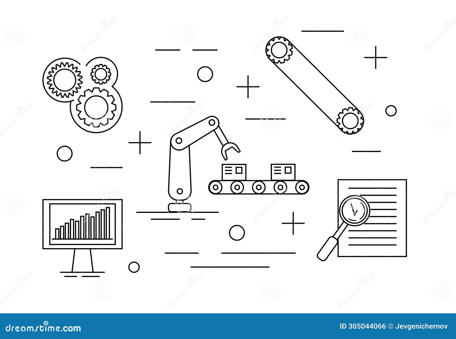 Factory Assembly Line Art stock illustration. Illustration of elements ...