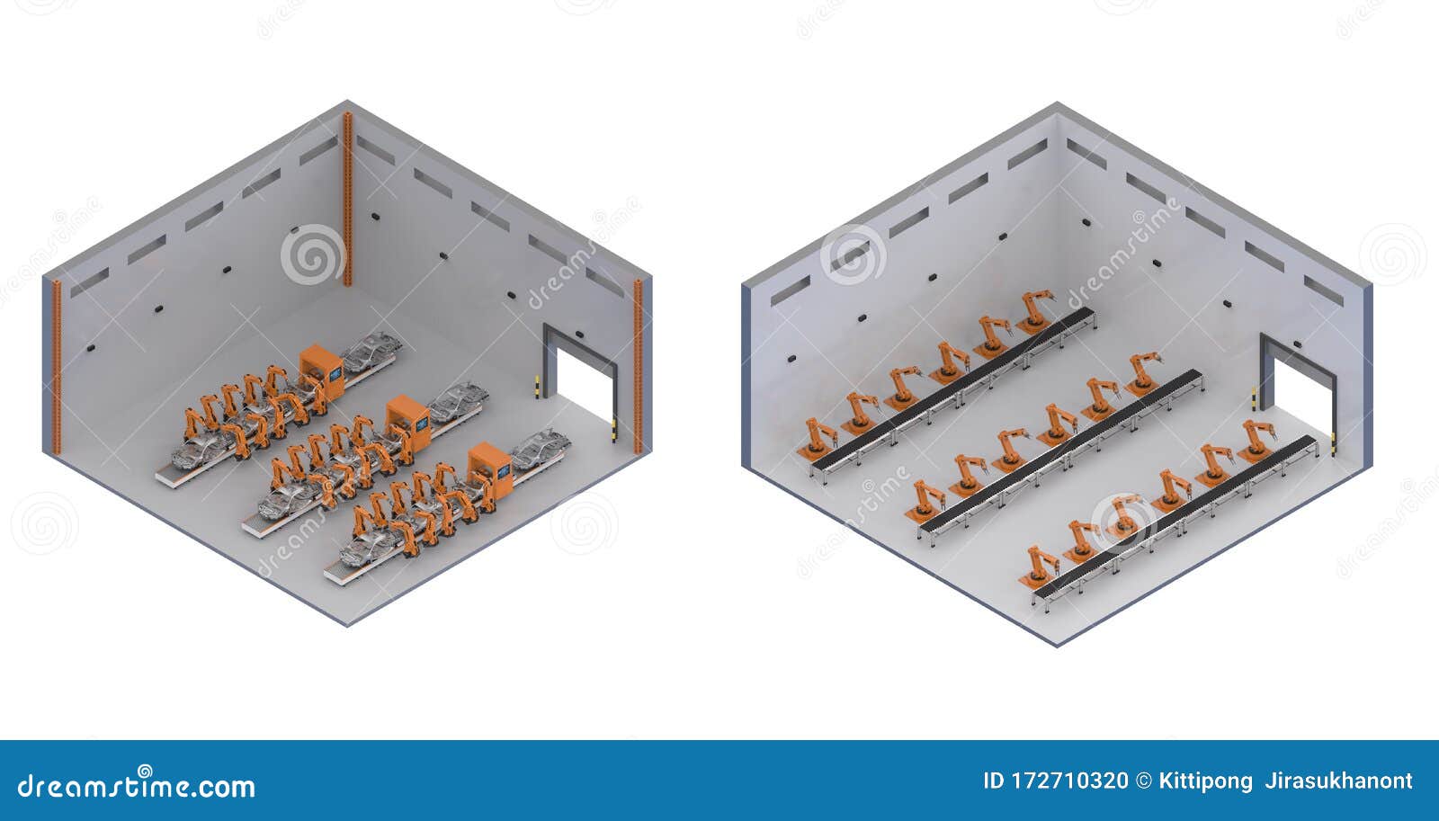 Factory Assembly Line Isometric Stock Illustration - Illustration of ...