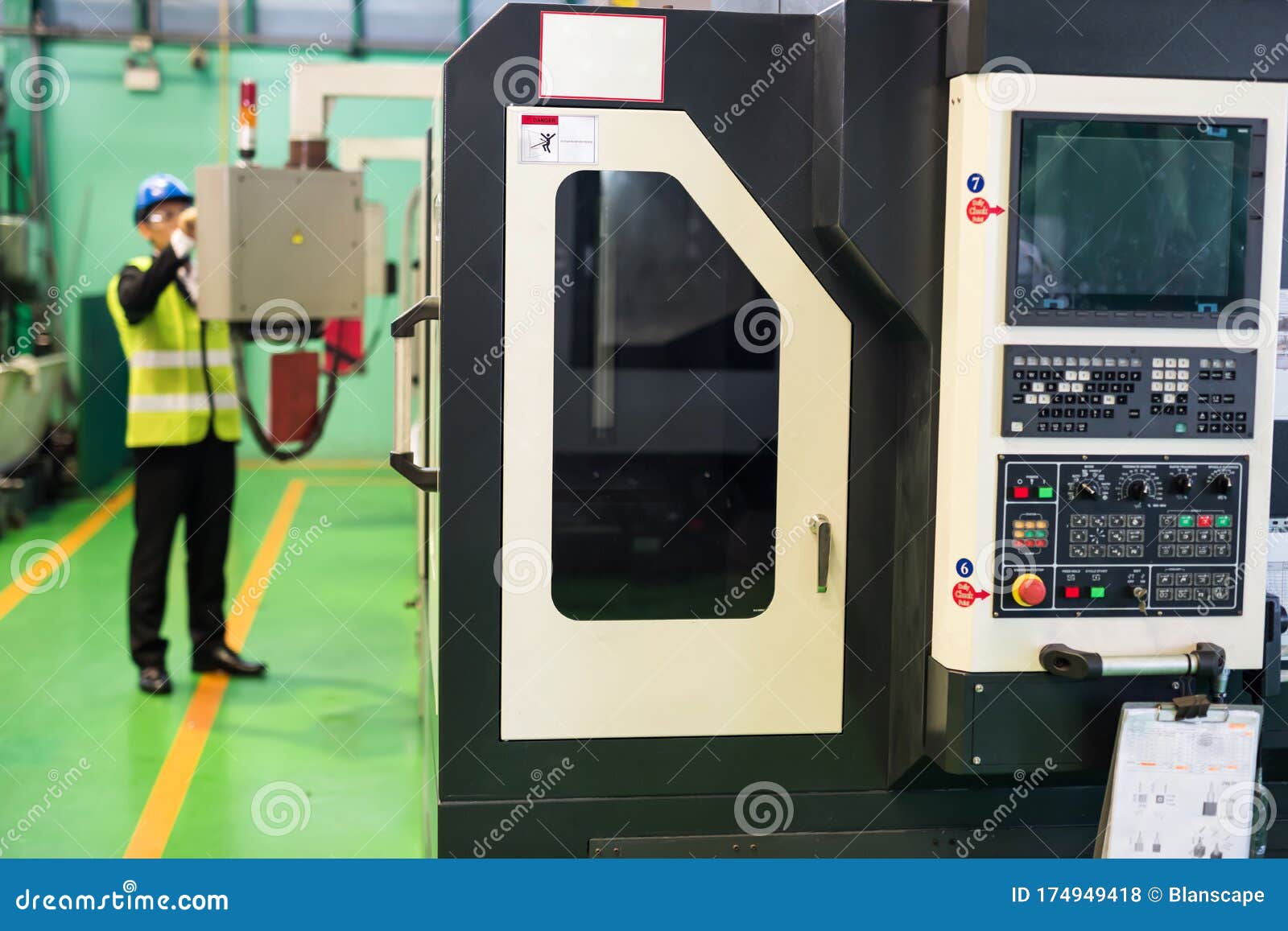 Factory Automated Machine with Supervisor on Duty Stock Photo - Image ...