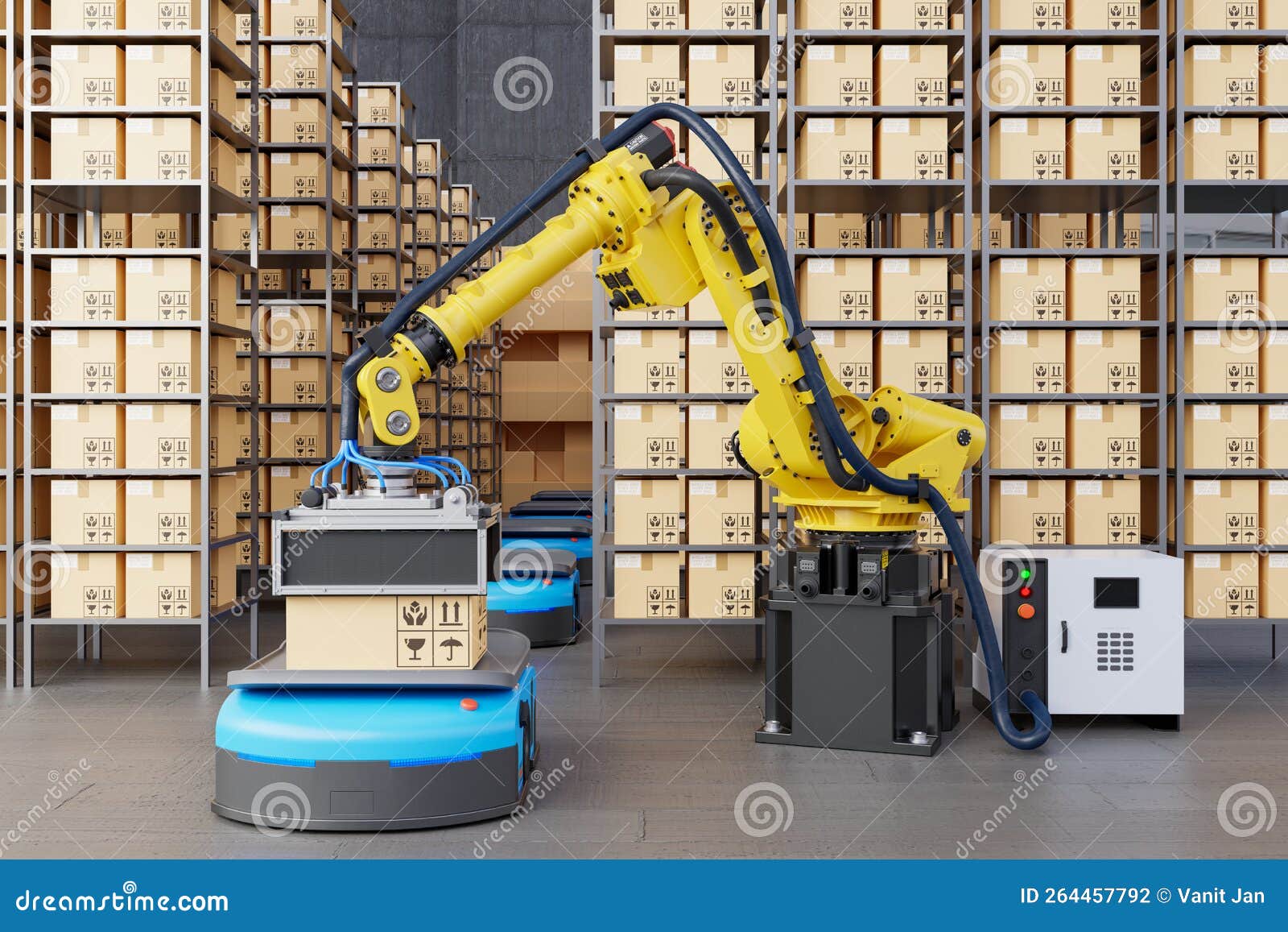 Factory Automation with AGV Robot and Robotic Arm in Transportation ...
