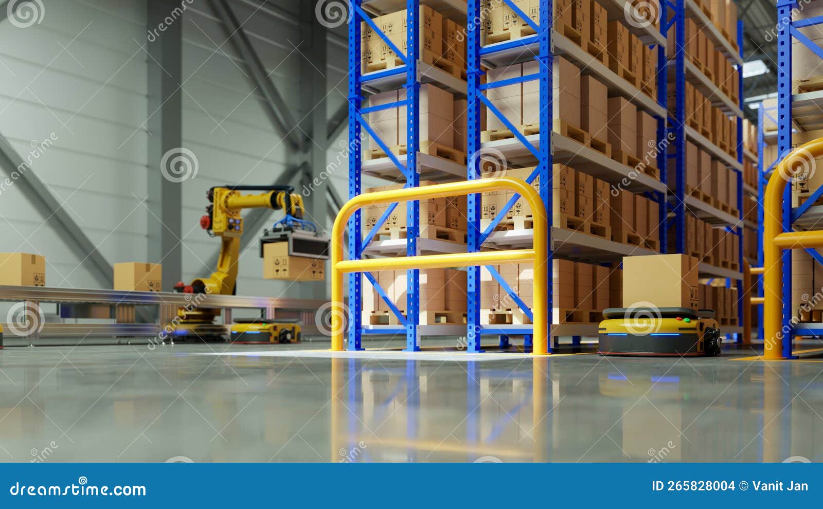 Factory Automation with AGV Robot and Robotic Arm in Transportation ...