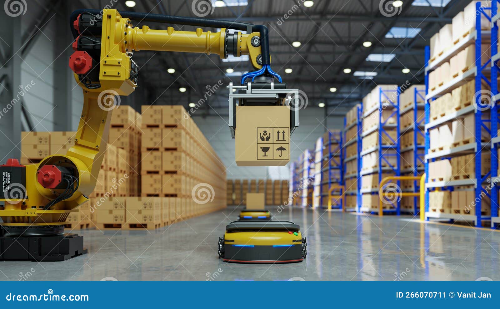 Factory Automation with AGV Robot and Robotic Arm in Transportation ...
