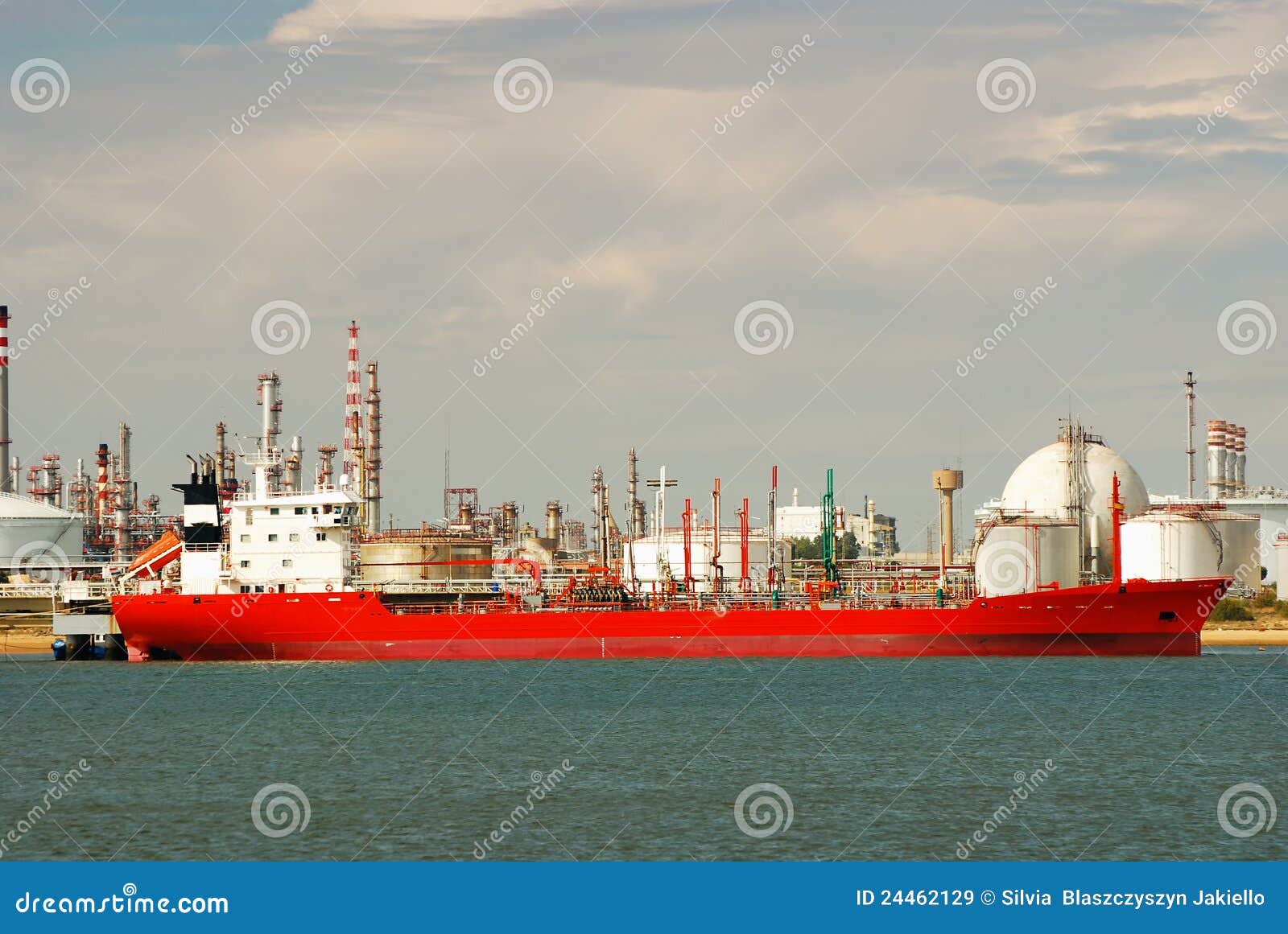 Factory Big Refinery and Carrier Ship Stock Image - Image of boat ...