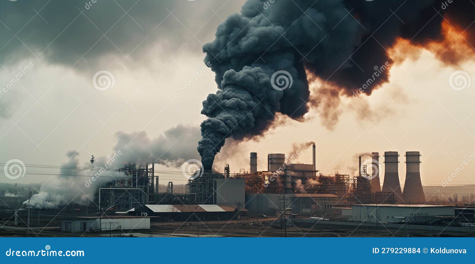 A Factory Billows Black Smoke Into The Atmosphere, A Visual Reminder Of ...