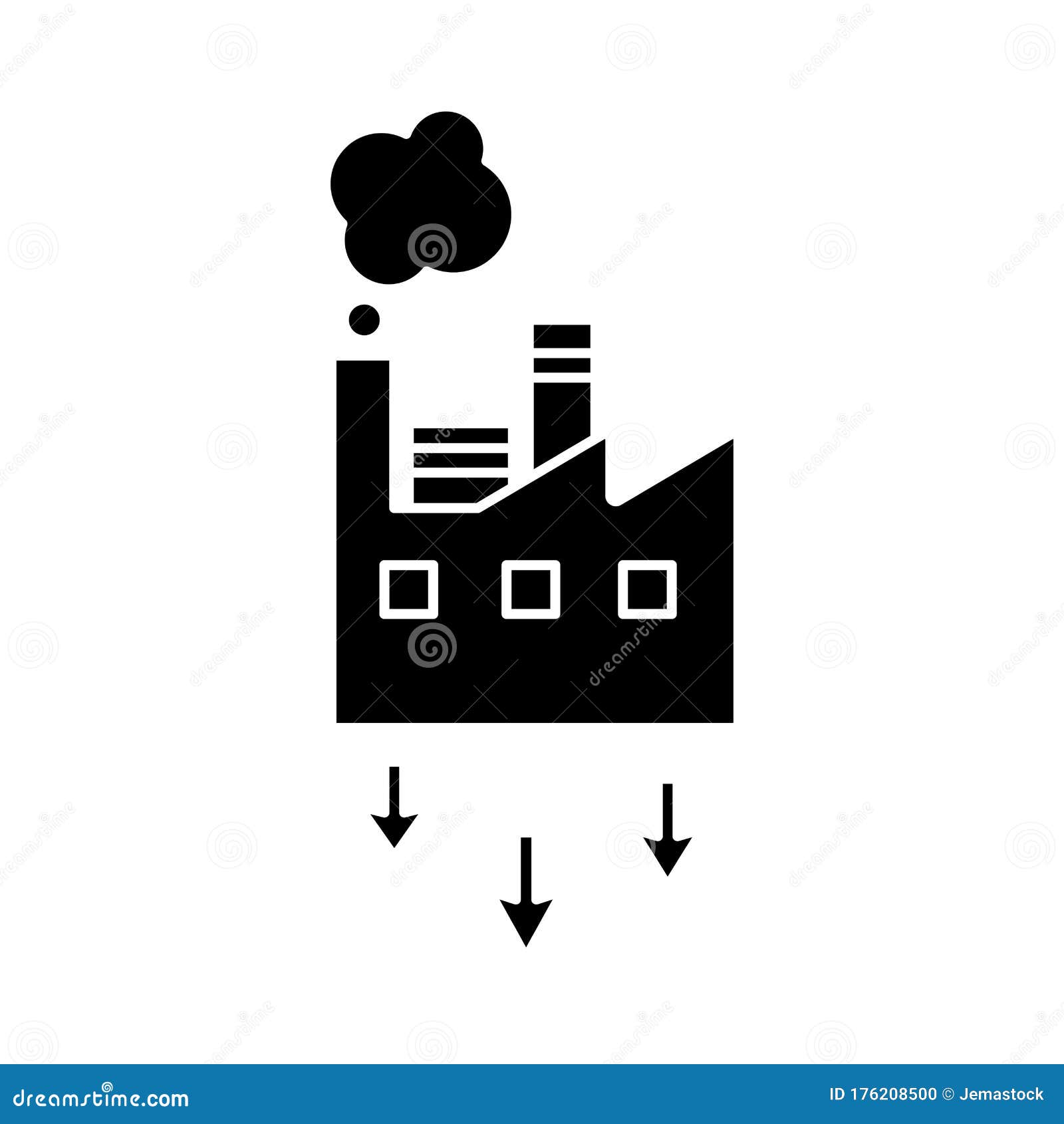 Factory Building with Arrows Down Flat Style Stock Vector ...