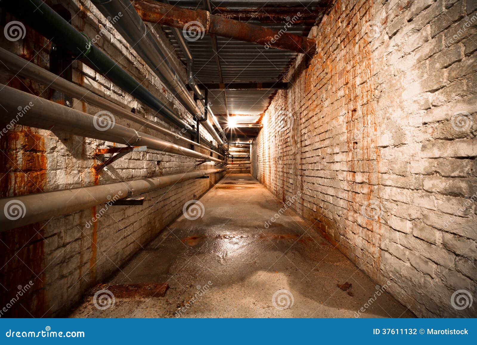 A Factory Building Basement Corridor Stock Photo - Image of roads, dark ...
