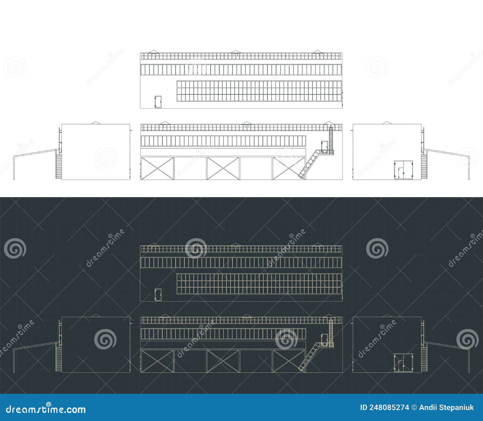 Factory Building Blueprints Stock Vector - Illustration of warehouse ...