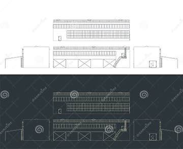 Factory Building Blueprints Stock Vector - Illustration of warehouse ...