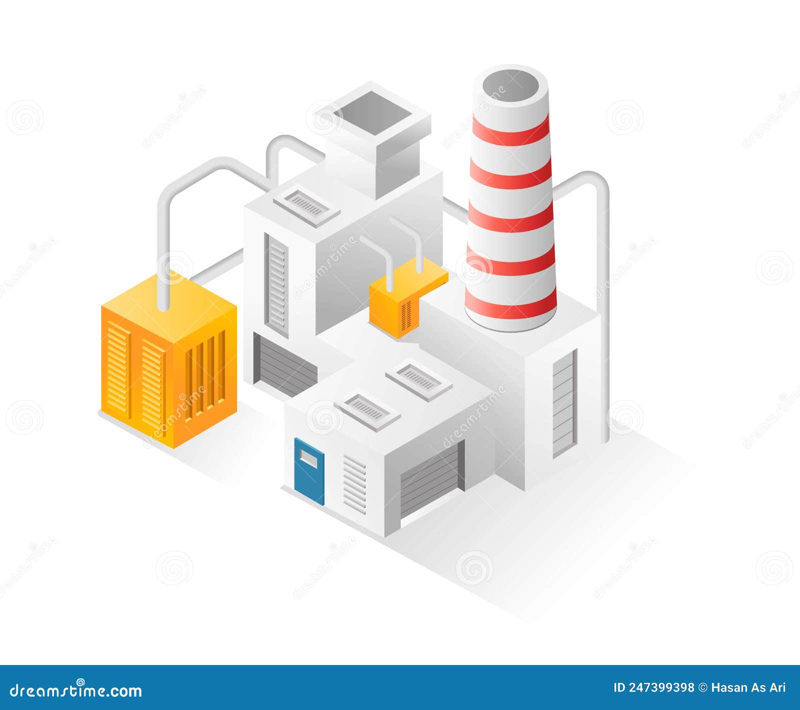 Factory Building with Chimney and Electricity Stock Illustration ...