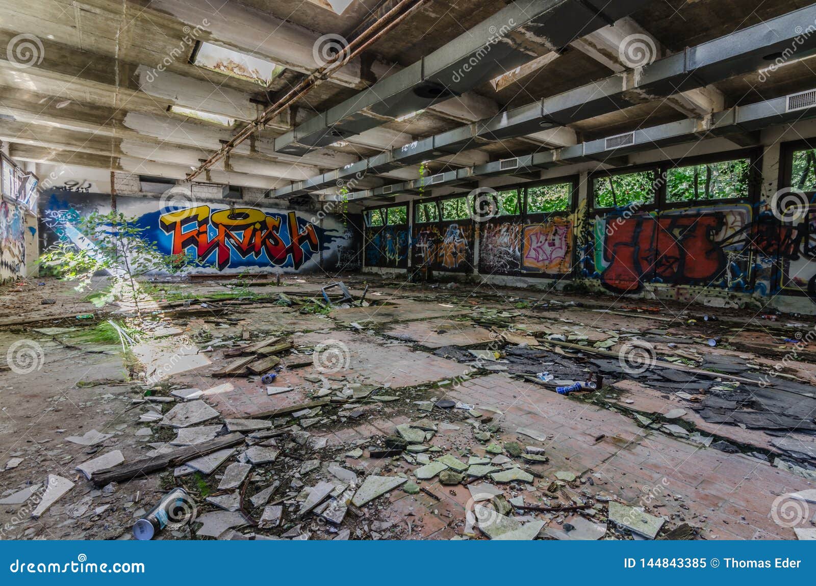 Factory Building with Colorful Graffiti Editorial Image - Image of ruin ...