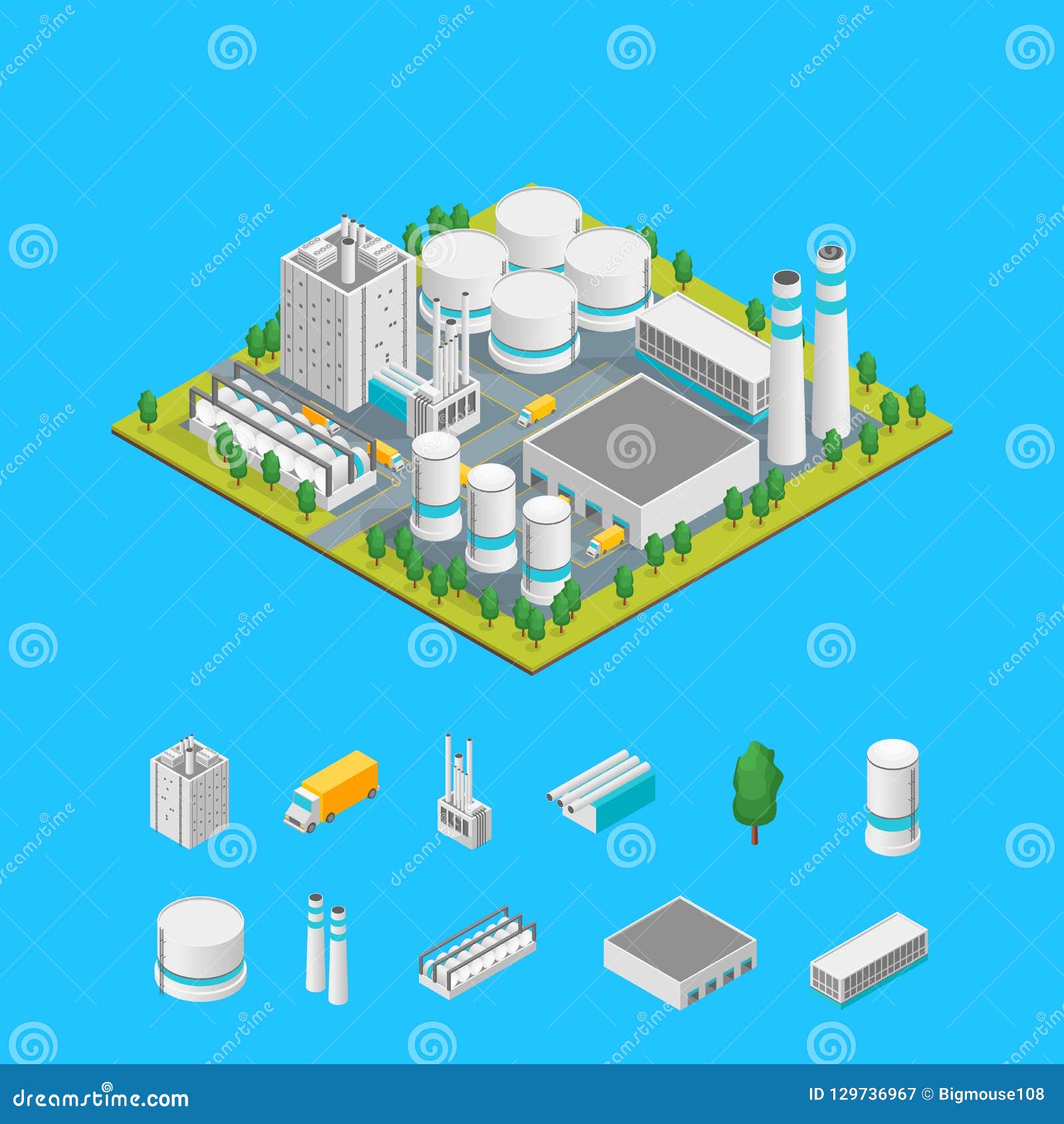 Factory and Elements Concept 3d Isometric View. Vector Stock Vector ...