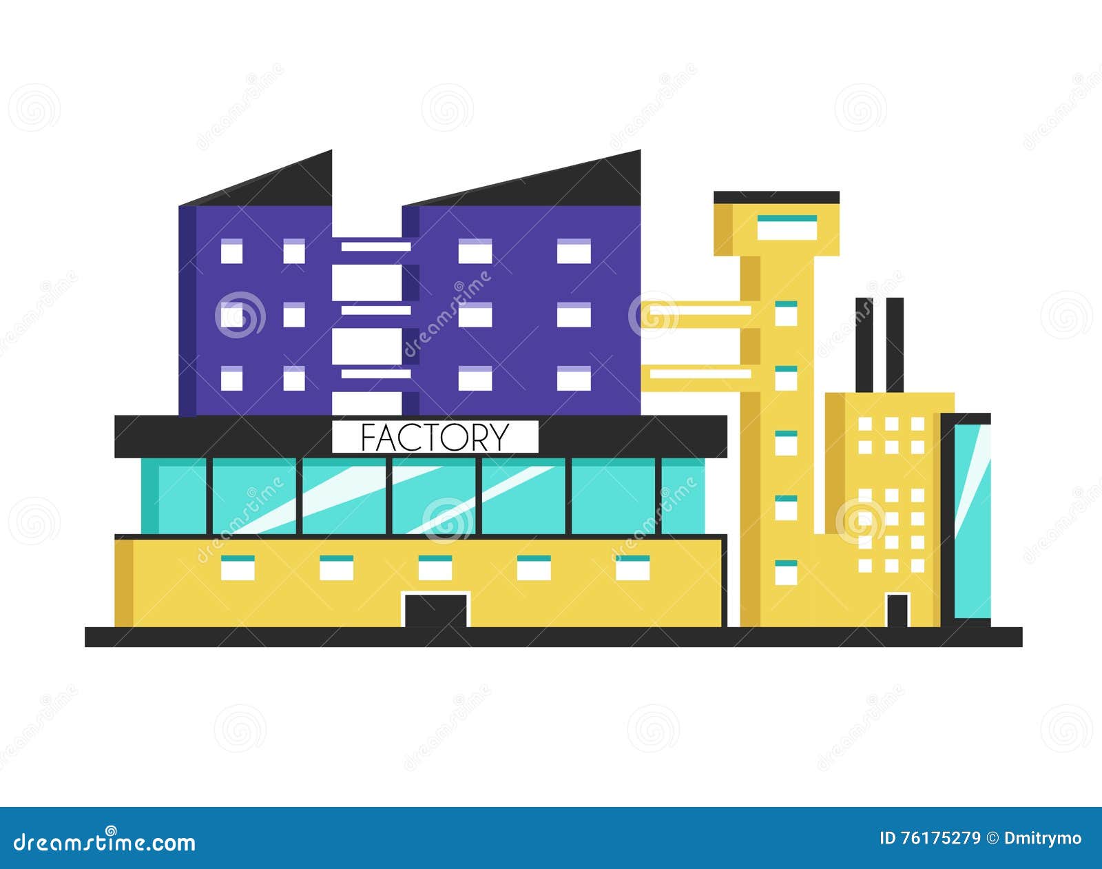 Factory Building. Flat Vector Illustration Stock Vector - Illustration ...