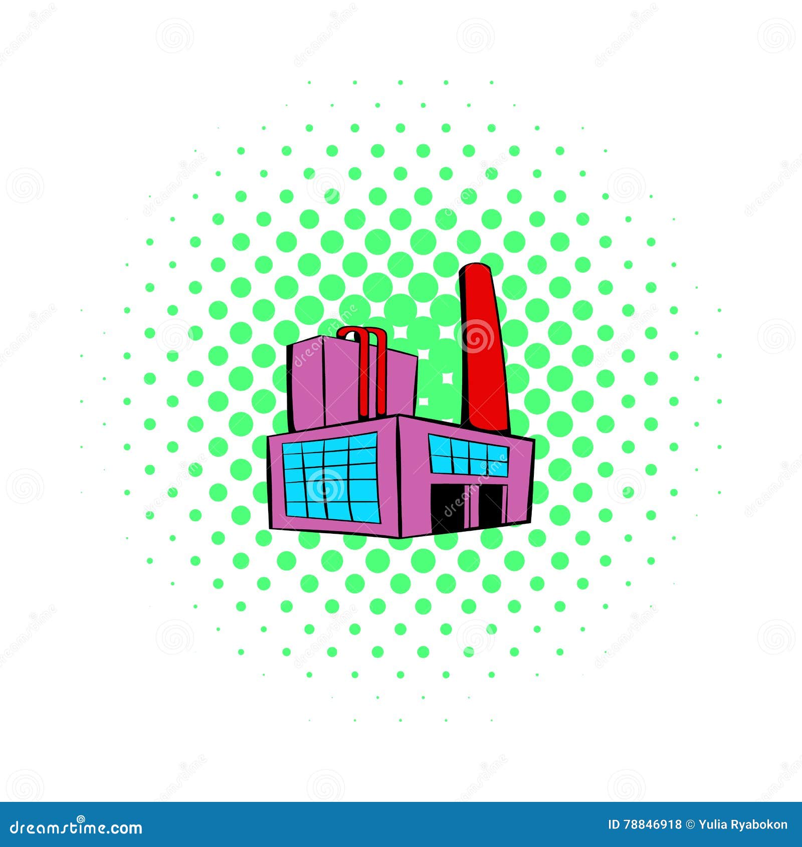 Factory Building Icon, Comics Style Stock Vector - Illustration of pipe ...